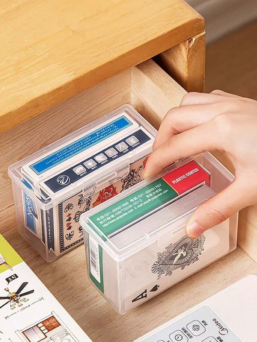 1pc Transparent Plastic Storage Box For Playing Cards, Id Cards ...