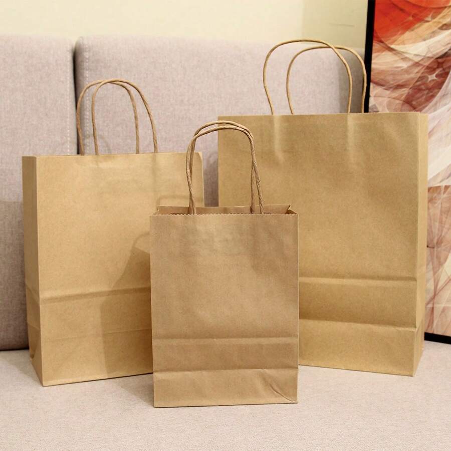 10pcs/Set Camel Colored Kraft Paper Gift Packaging Bag, Clothes ...
