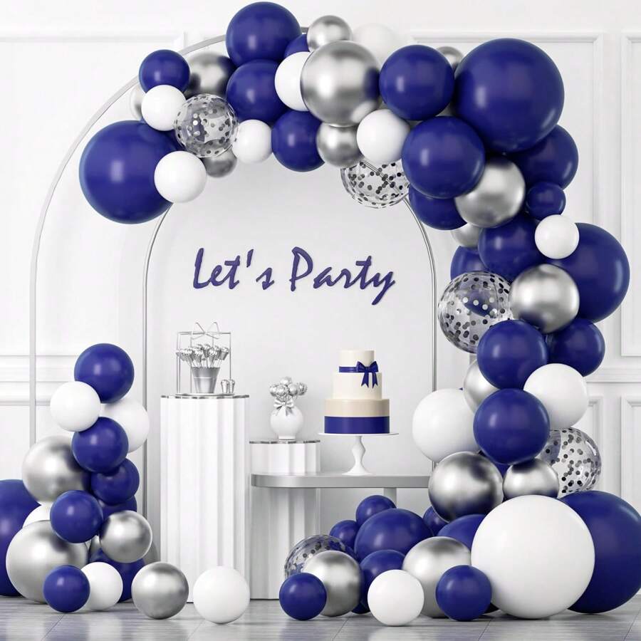 Kit Ghirlanda Di Palloncini Blu E Argento Di 122 Pezzi, Kit Arco Di ...