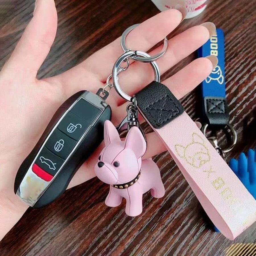 1 Piece Of Cute Cartoon French Bulldog Keychain Resin Puppy Bag Pendant ...