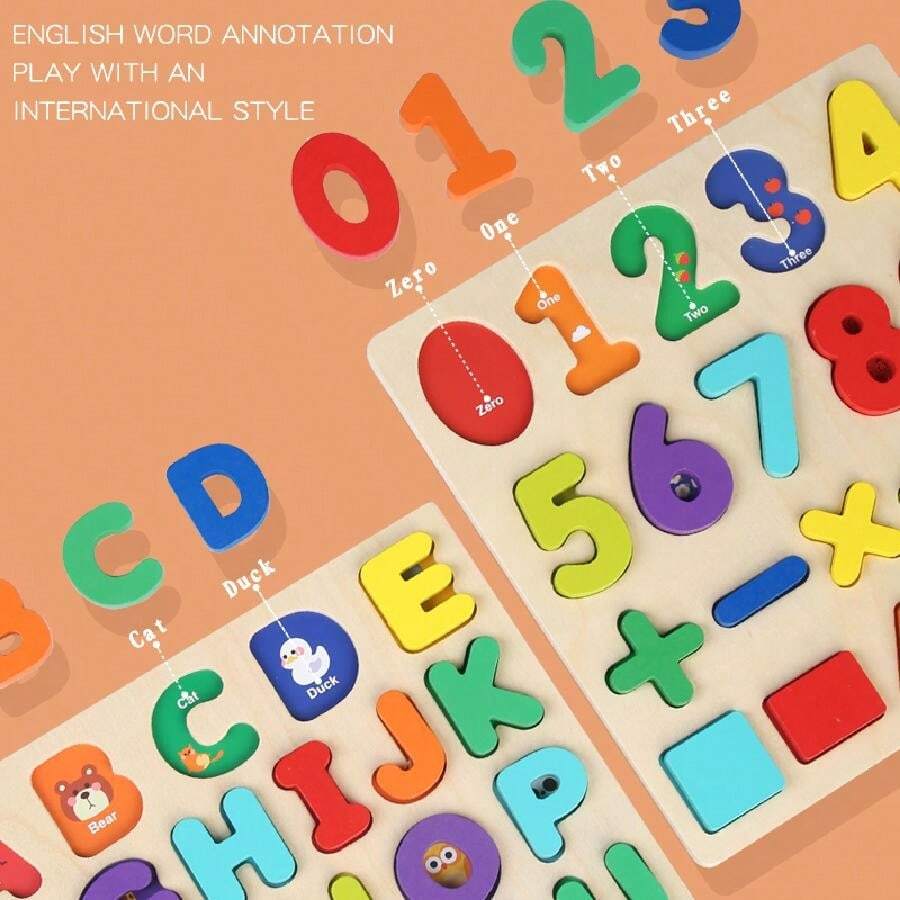 Wooden Alphabet & Number Puzzle - Abc Letter & Numeric Sorting Board ... Wooden Alphabet & Number Puzzle - Abc Letter & Numeric Sorting Board ...