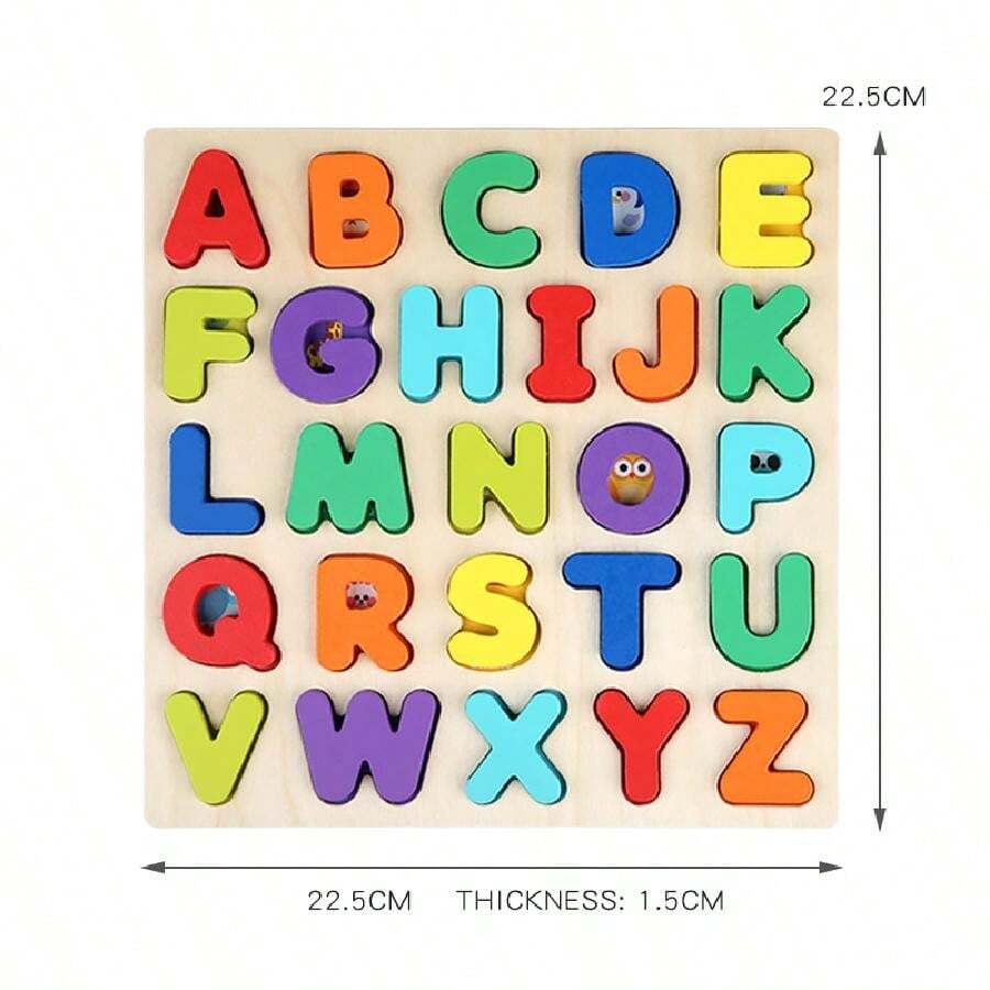 Wooden Alphabet Puzzle - Abc And Numbers Sorting Board, Montessori ...