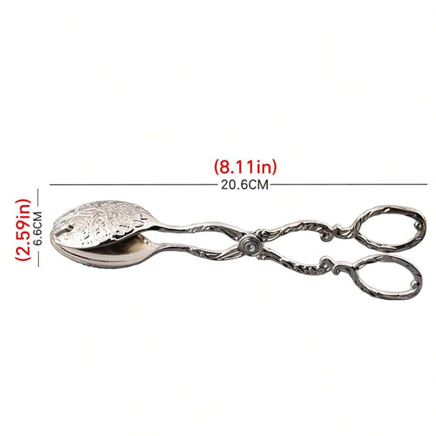 1 Pieces Buffet Tongs, Silver Retro Serving Tongs, Metal Salad Tongs ...