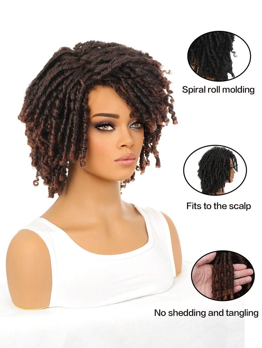Short Dreadlock Wigs For Black Women And Men 12 Inches Short Curly Big ...