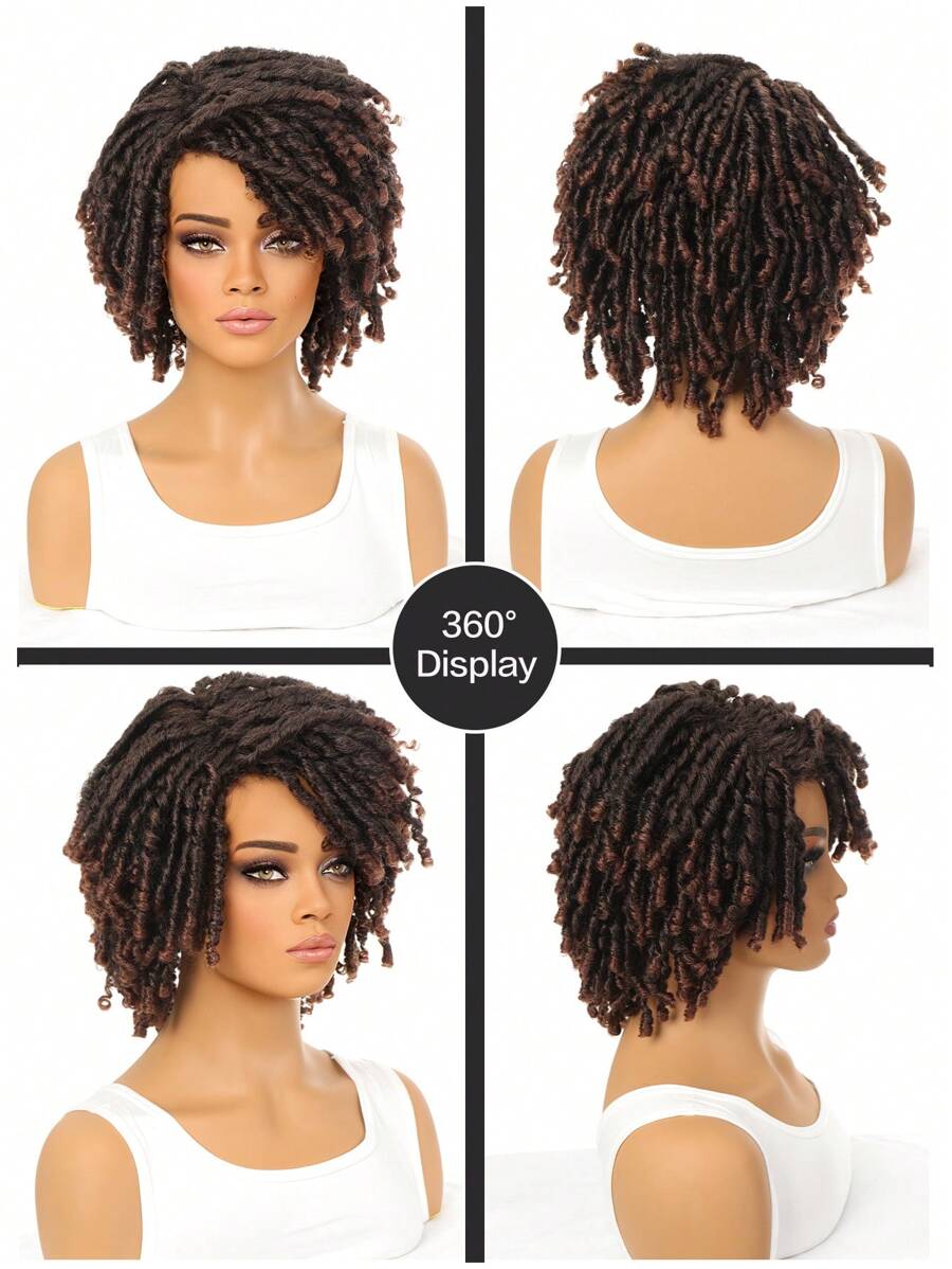 Short Dreadlock Wigs For Black Women And Men 12 Inches Short Curly Big ...