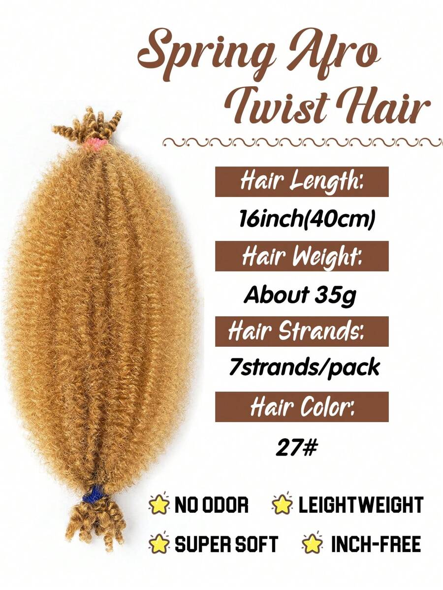 Afro Twist Hair 16 Inch 1 Pack Springy Afro Twist Hair Pre Fluffed ...