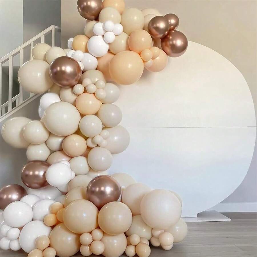 127pcs Platinum Balloon Set Matte White Sand White Balloon Wreath With ...