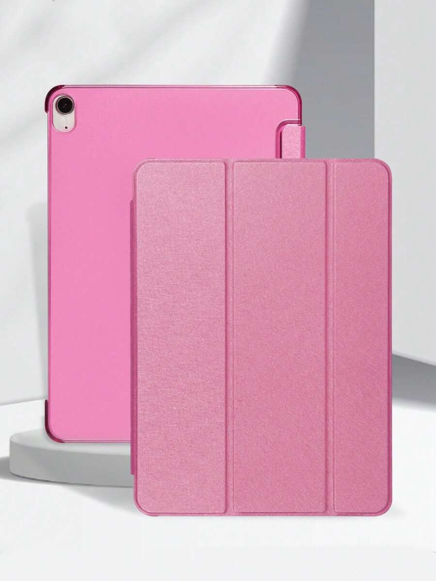 One Silk Texture Rose Red Simple Casual Folding IPad/Tablet Protective ...