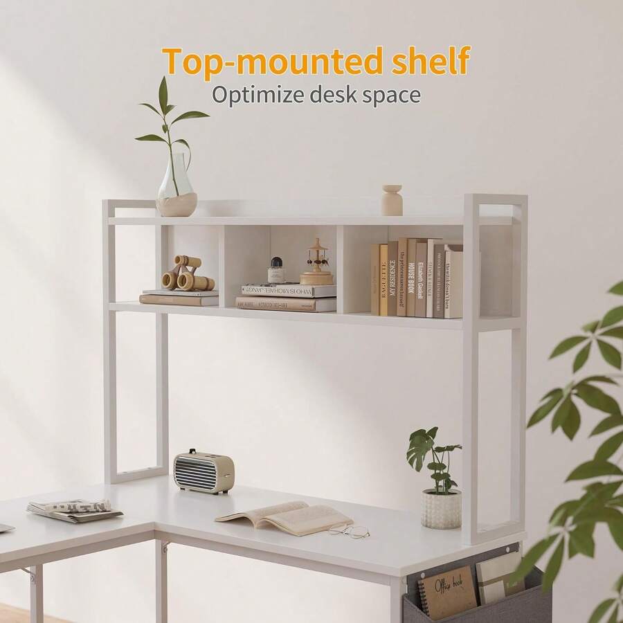 L Shaped Desk With Hutch, 58" Corner Computer Desk With Drawer,Home ...