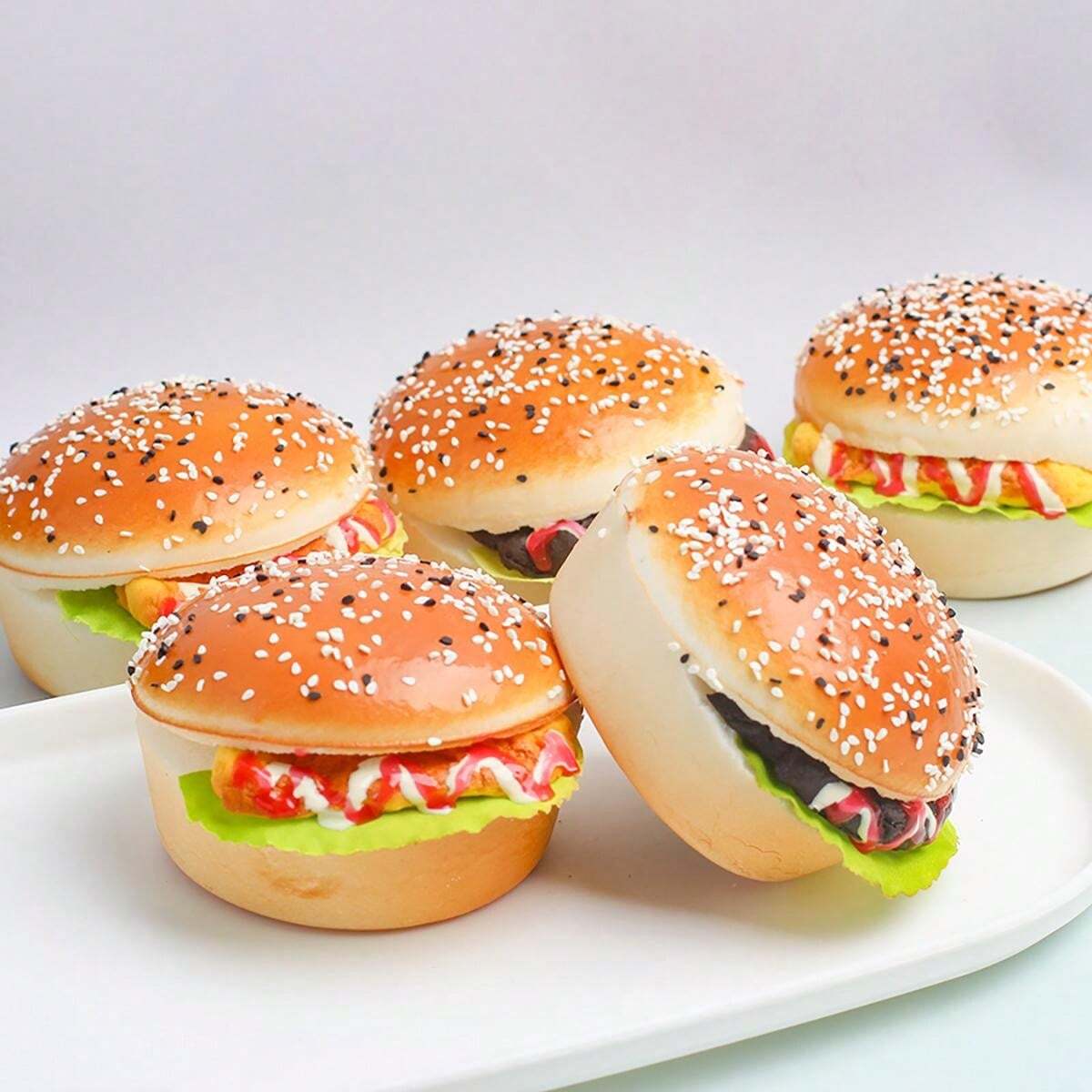 2pcs Fake Hamburger & Cake Model, PU Material Fridge Magnet, Bread Toy ...