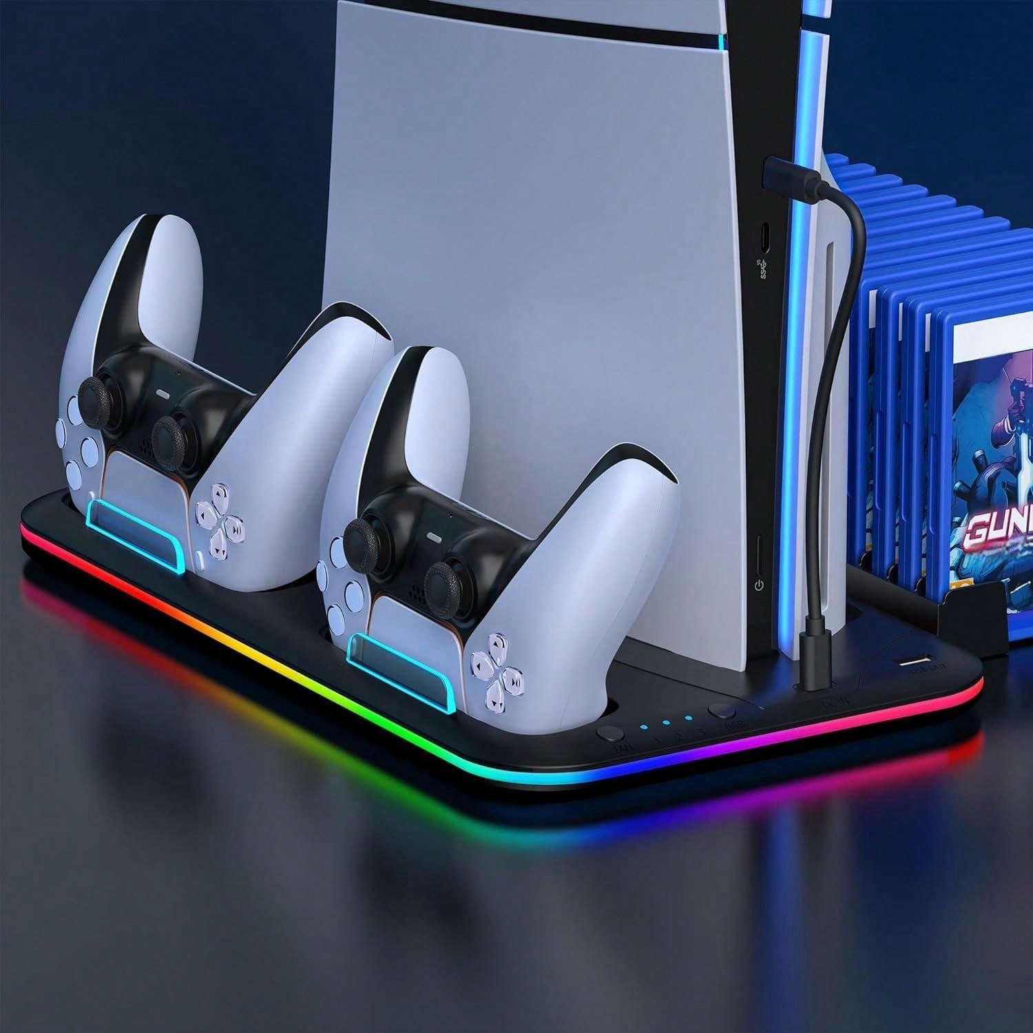 Multifunctional Cooling Stand With Controller Charging Dock, Game Discs ...