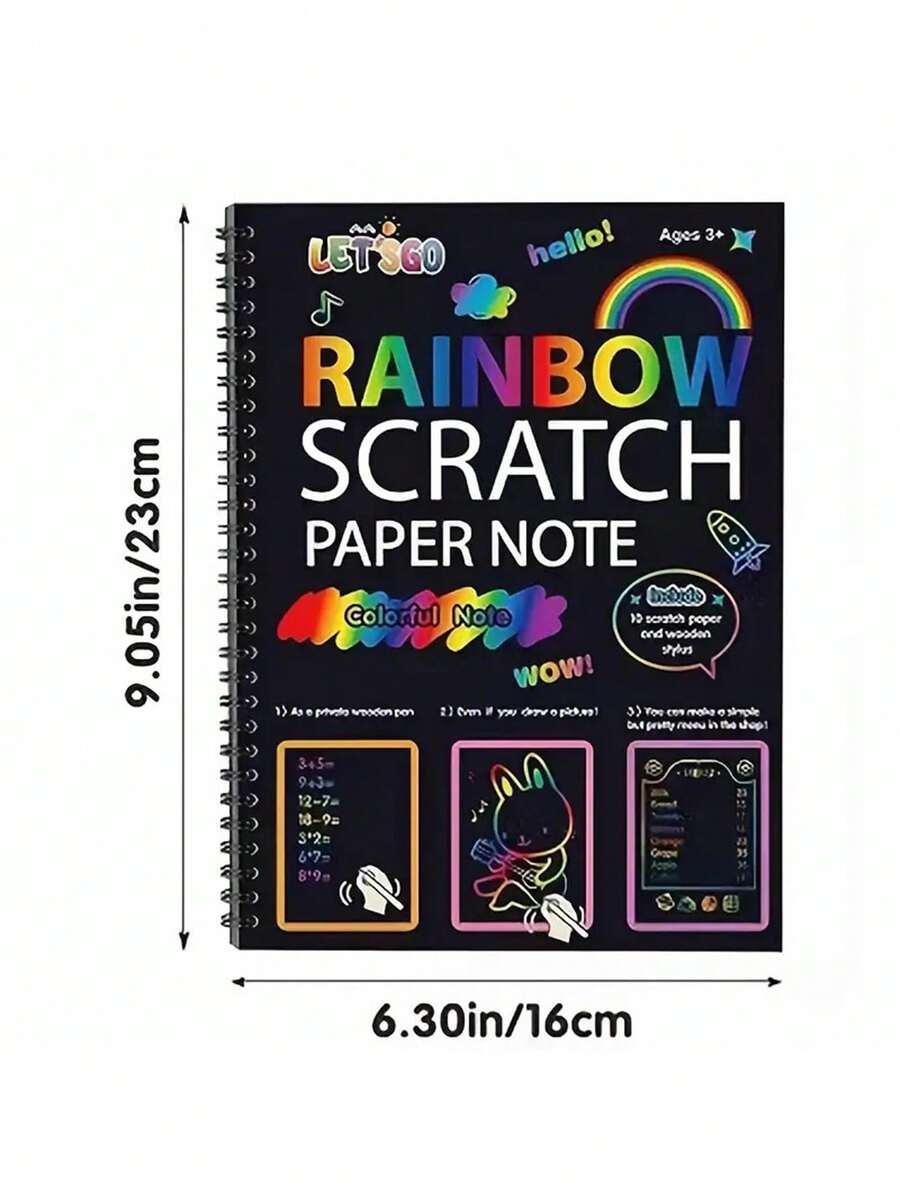 12pcs/Set Rainbow Scratch-Off Notebook & Color Drawing Paper Combo ...