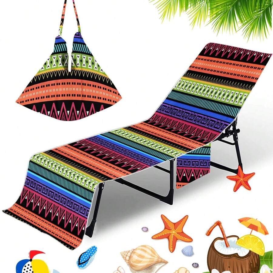 1PC Black Series Ultra-Fine Fiber Beach Chair Cover Suitable For Sunbathing, Garden Beach Hotel ...