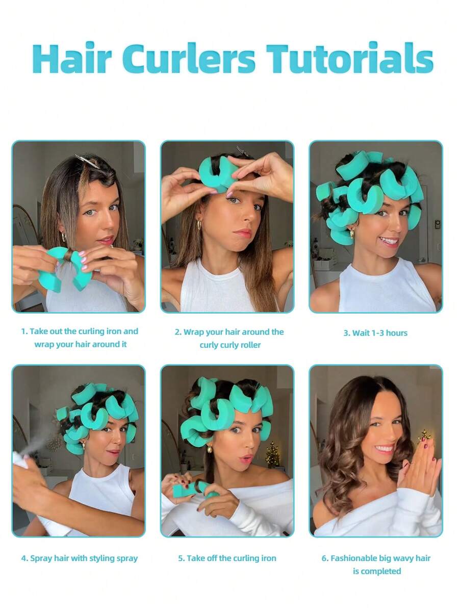 Multi-Color Roller Curling Iron 12-Piece Set Roller Heat-Free Sleep ...