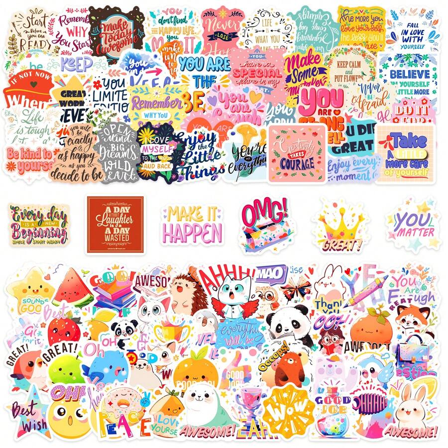 100Pcs Motivational Stickers For Water Bottles, Vinyl Waterproof Reward ...