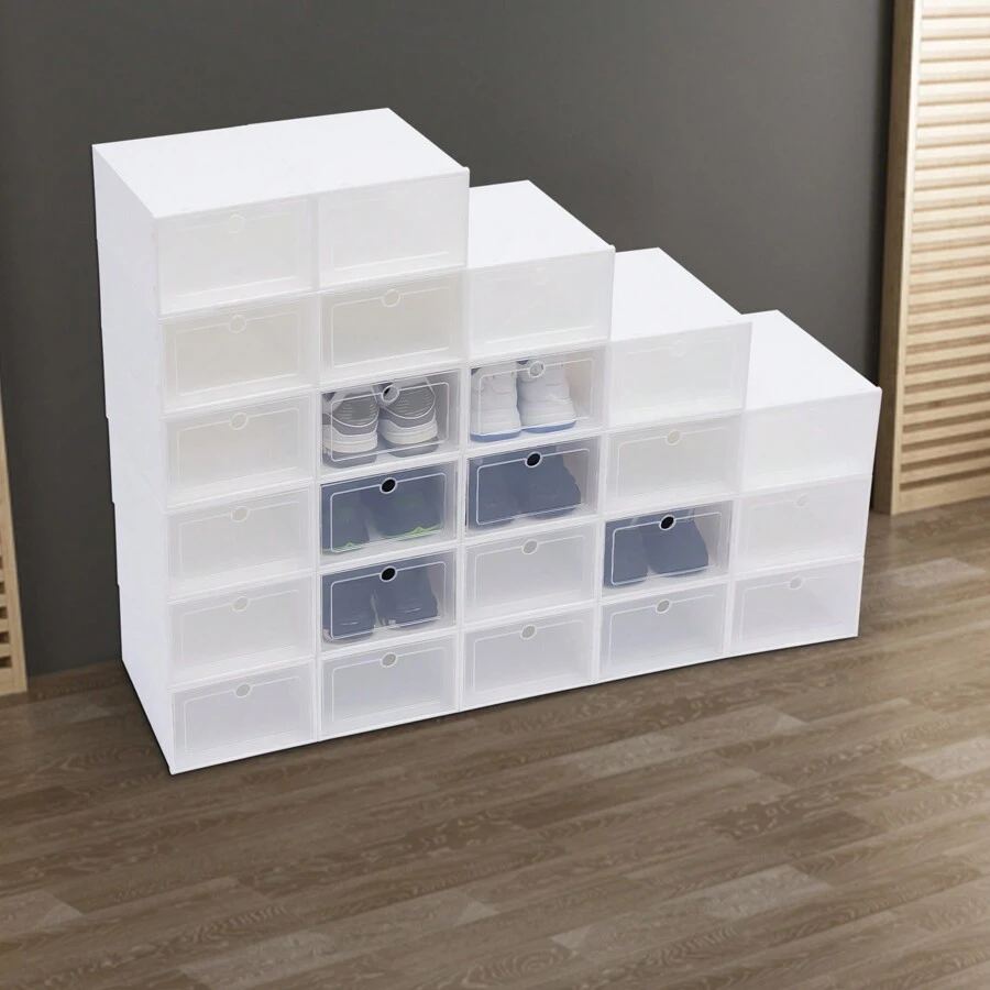 24Pcs Shoe Box Foldable Storage Clear Case Plastic Boxes Display ...