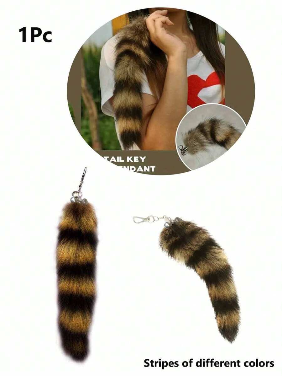 1Pc Key Ring Tails Chain Keychain Keyring Gift Cute Simulation Fox Tail ...