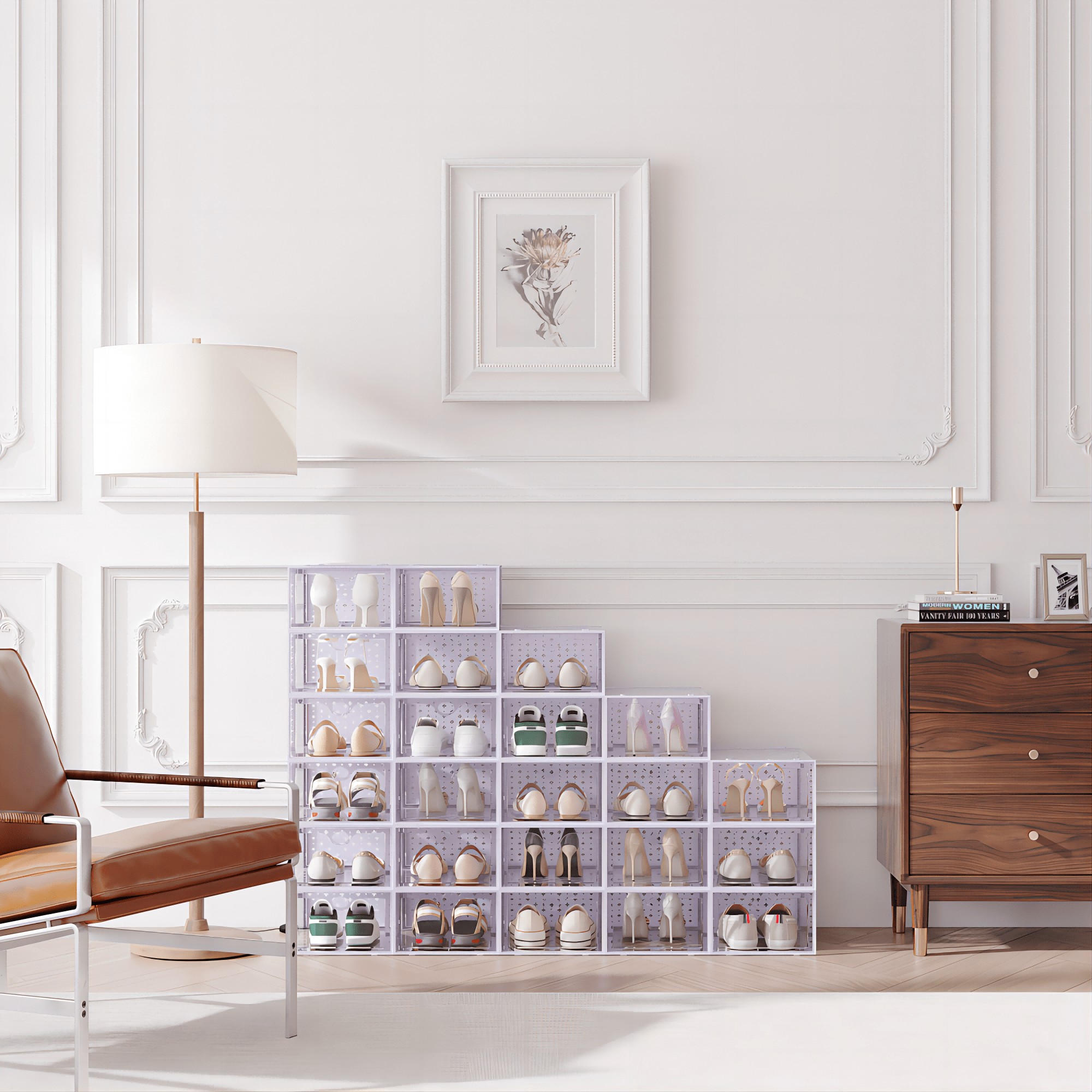 Pinkpum Large 12 Pack Shoe Storage Box, Clear Plastic Stackable Shoe ...