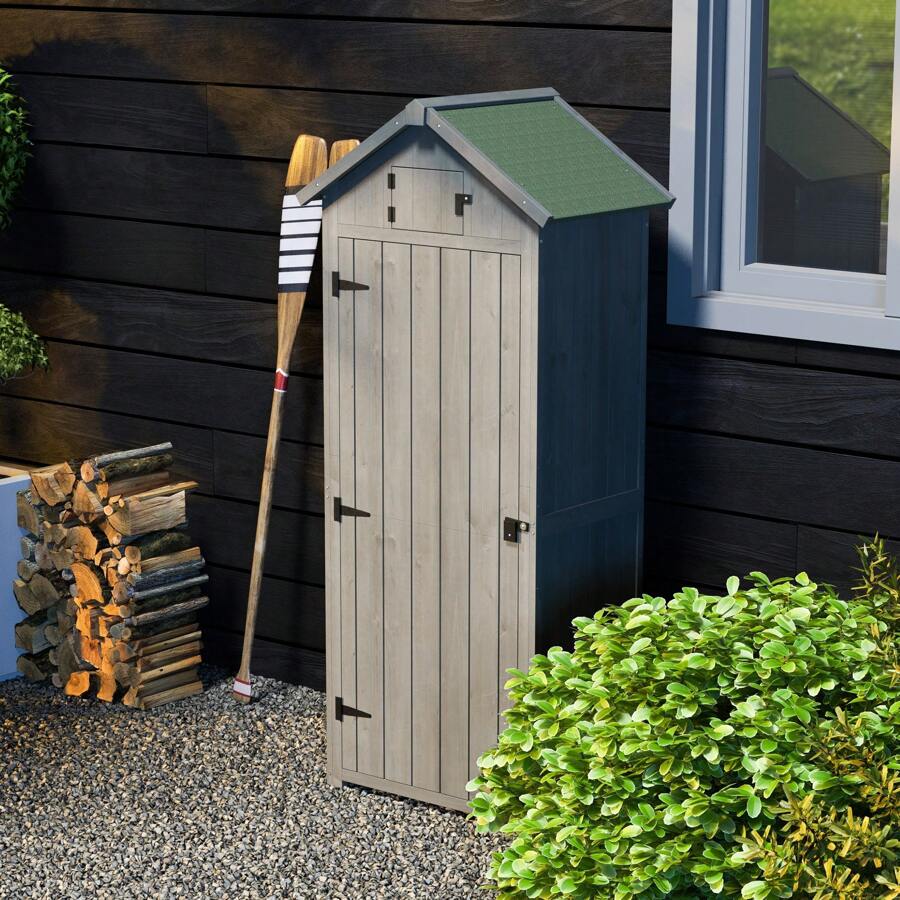 Outsunny Wooden Garden Shed, Utility Outdoor Small Shed With Lockable ...
