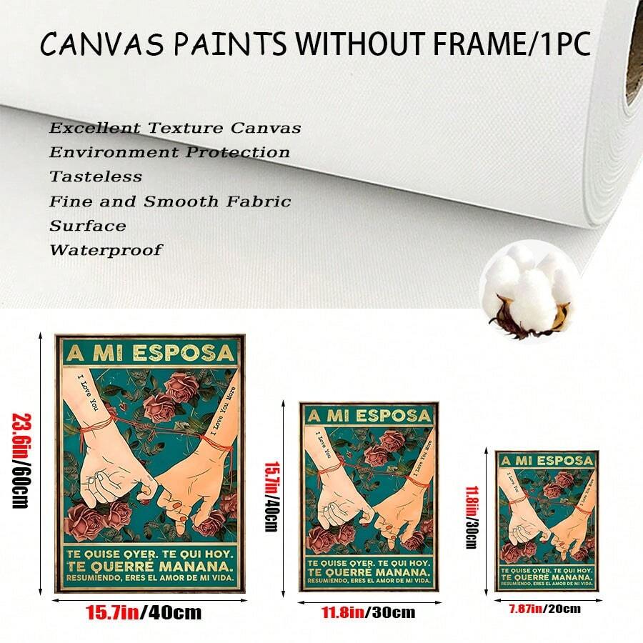 1pc/Set Vintage I Love YOU Canvas Poster,Hand In Hand Canvas Wall Art ...