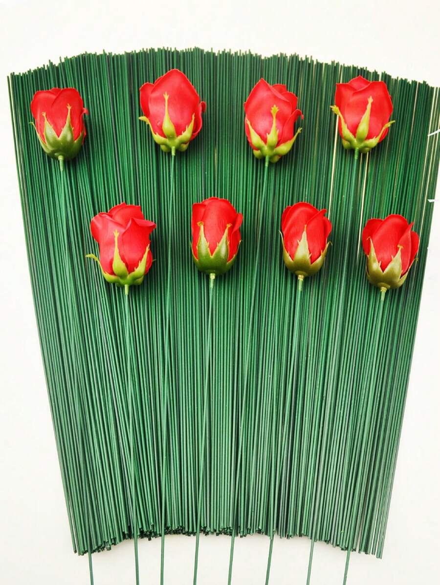 50pcs Thickened Green Floral Stem Wires For Diy Handmade Artificial ...