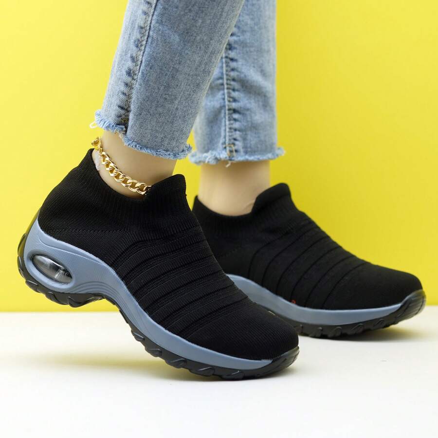 Women's Knitted Sock Shoes With Air Cushion Shock Absorpation For ...