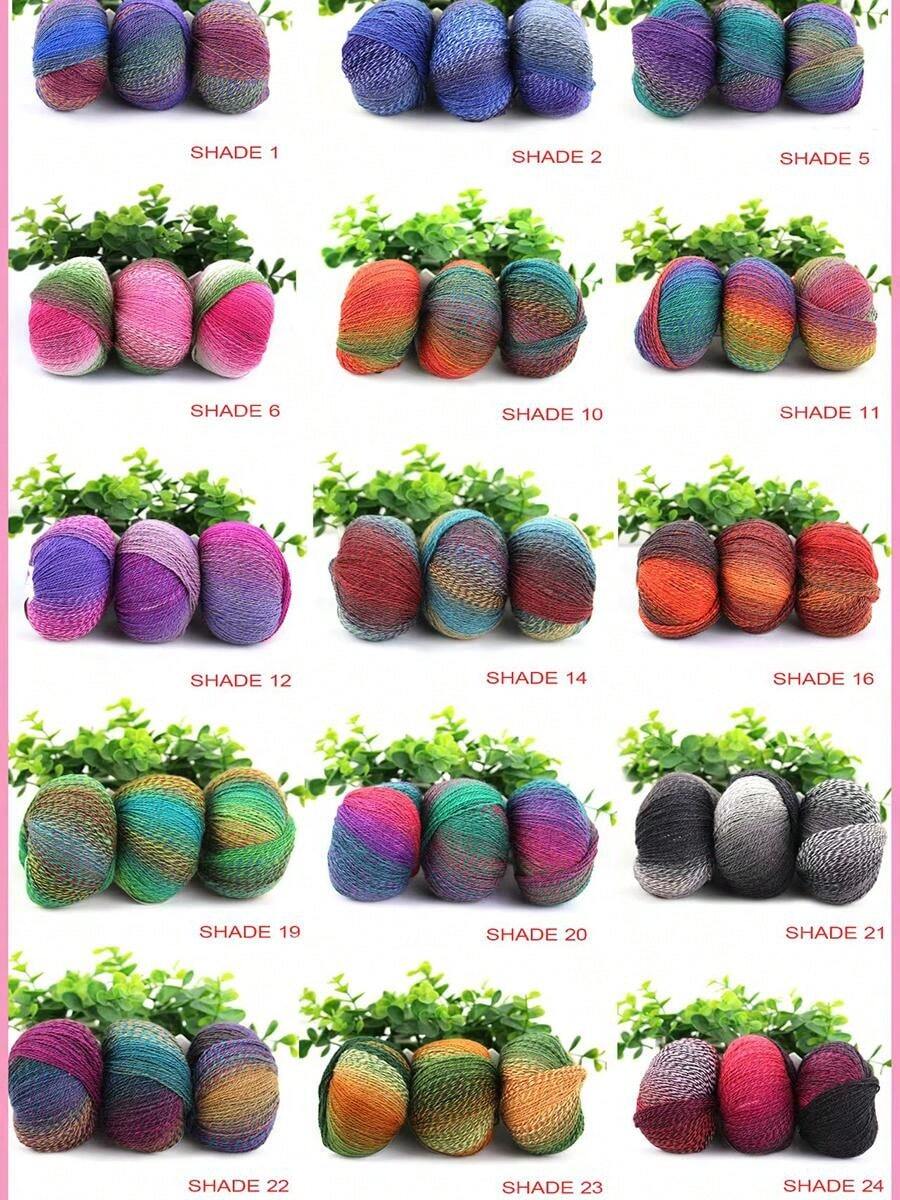 3 Balls 150g (50g*3) Colorful Gradient Icelandic Wool Blend Yarn, 80% ...