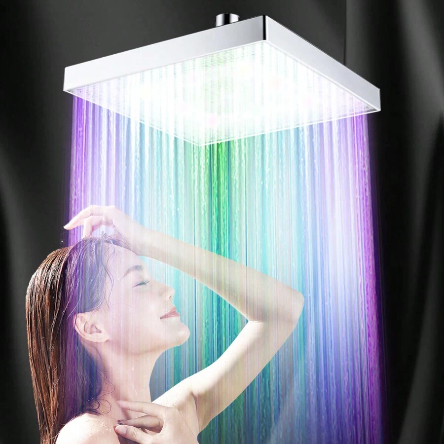 1pc 6in LED Rain Shower Head High Pressure Shower Head Water Save ...