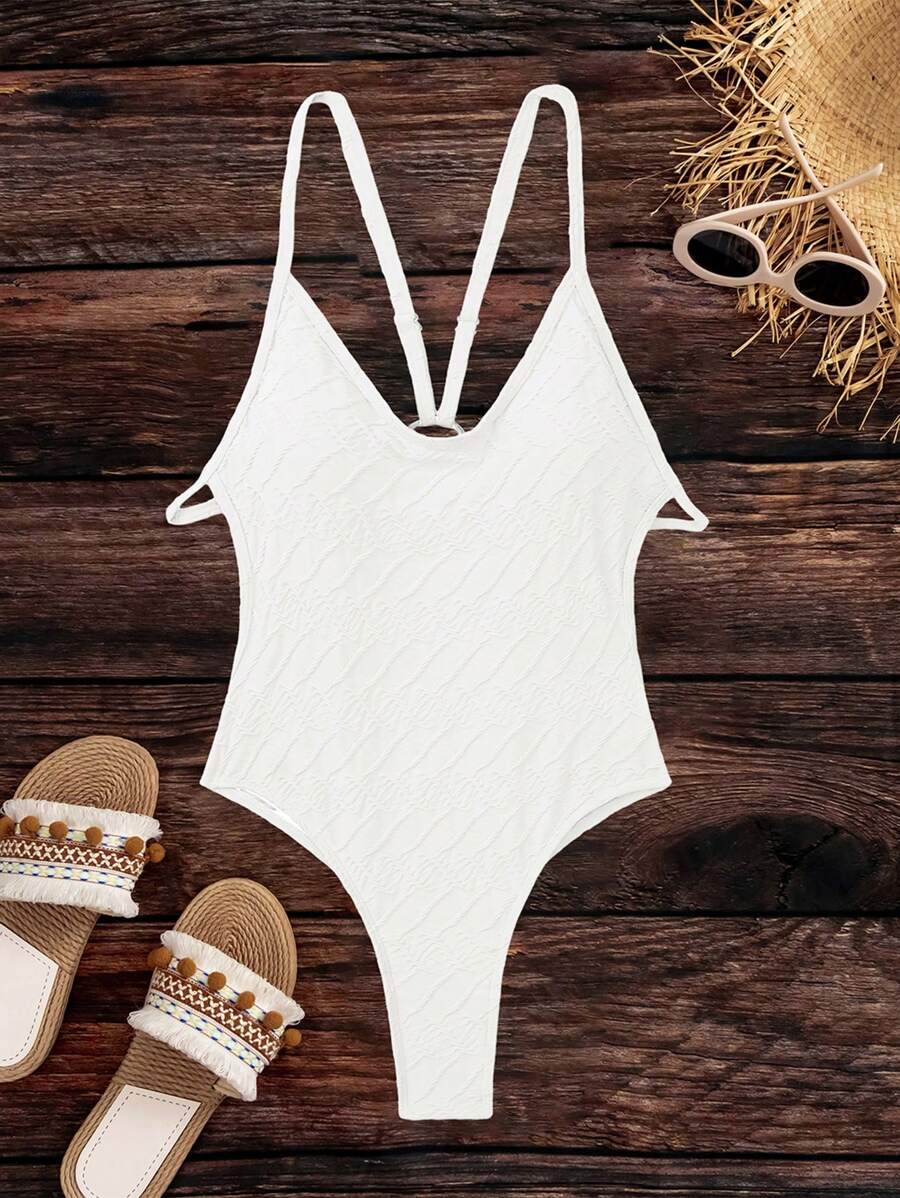 Women's Backless One-Piece Swimsuit, Latest 2024 Sexy Simple Swimwear ...