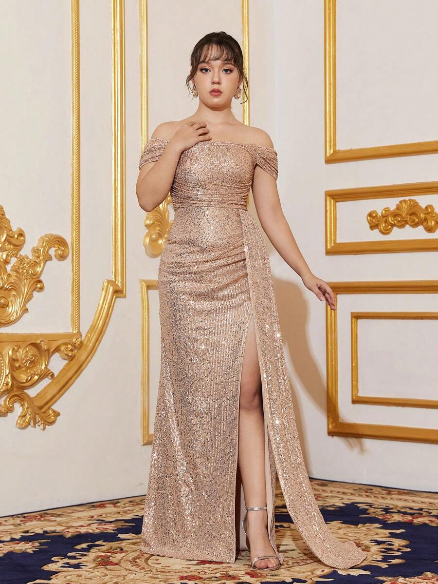 Teen Girl Sparkly One-Shoulder Slit Prom Dress | SHEIN UK