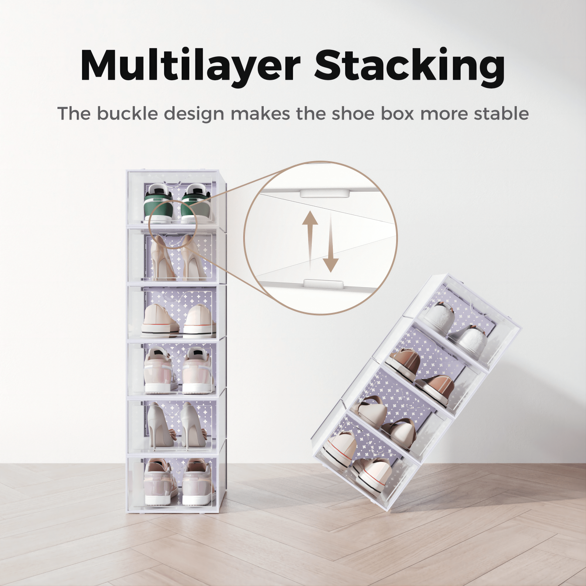 Pinkpum Large 12 Pack Shoe Storage Box, Clear Plastic Stackable Shoe ...