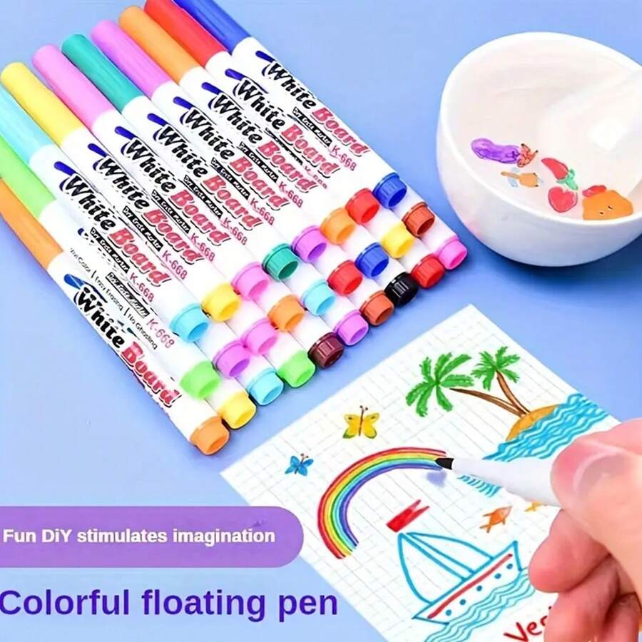12 Pieces Magic Watercolor Pens, Floating Doodle Pens On Water, Drawing ...