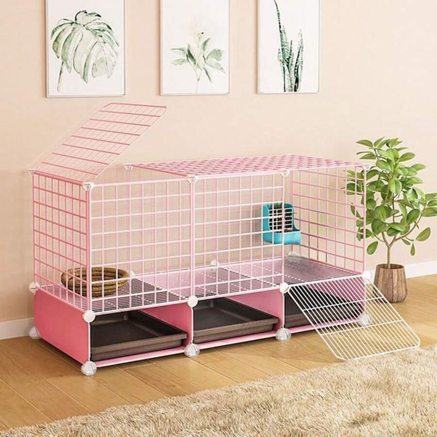 Pink Pet Playpen Rabbit Cage Indoor Small Fence Iron Wire Fence Holland ...