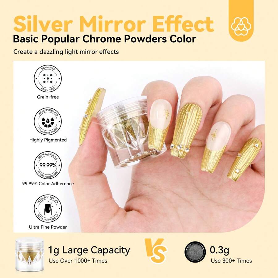 Saviland Chrome Nail Powder Set Chrome Powder Nails Champagne Gold ...