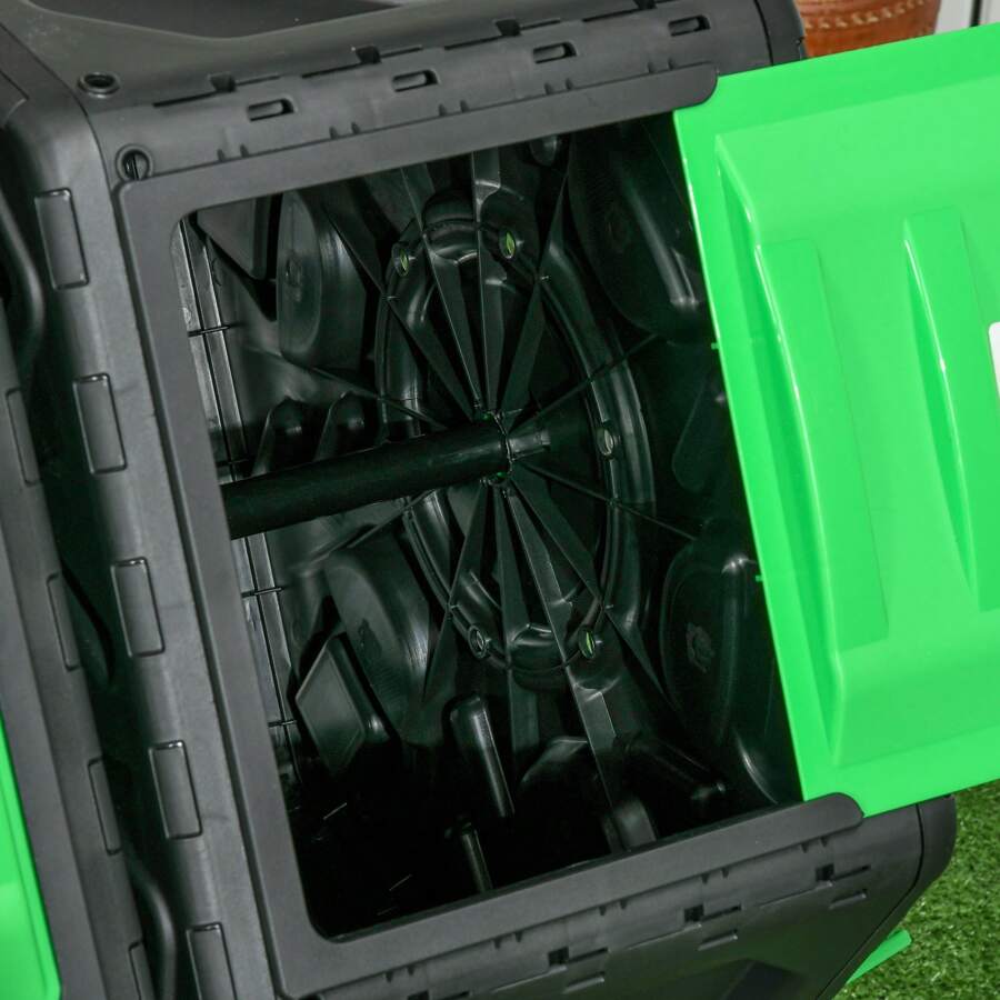 Outsunny Dual Chamber Garden Compost Bin, 130L Rotating Composter ...