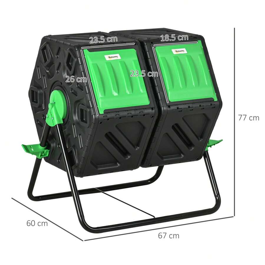 Outsunny Dual Chamber Garden Compost Bin, 130L Rotating Composter ...