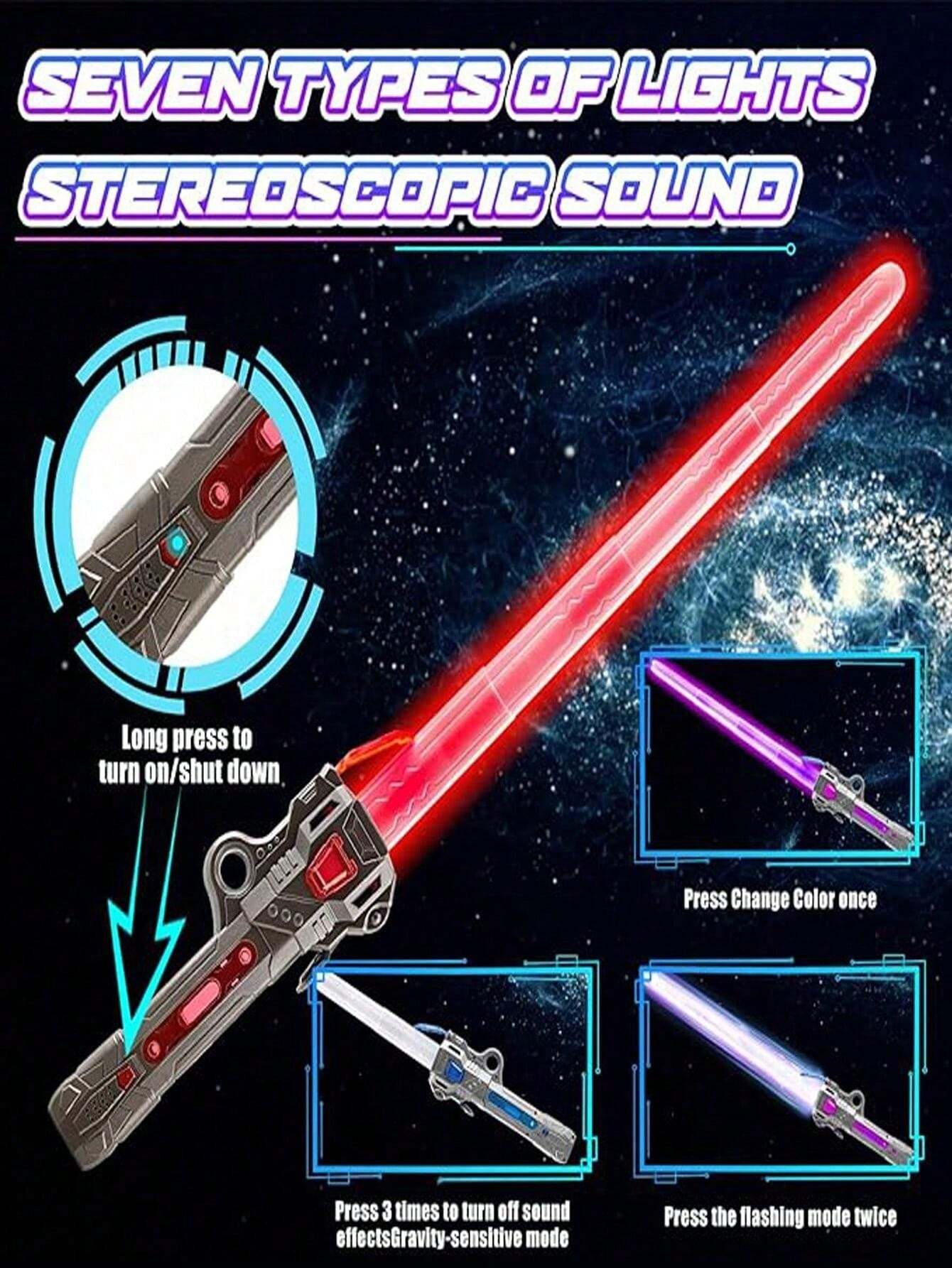 1pc Light-Up 2 In 1 Adult , Illuminating Sword With Extendable 2in1 ...