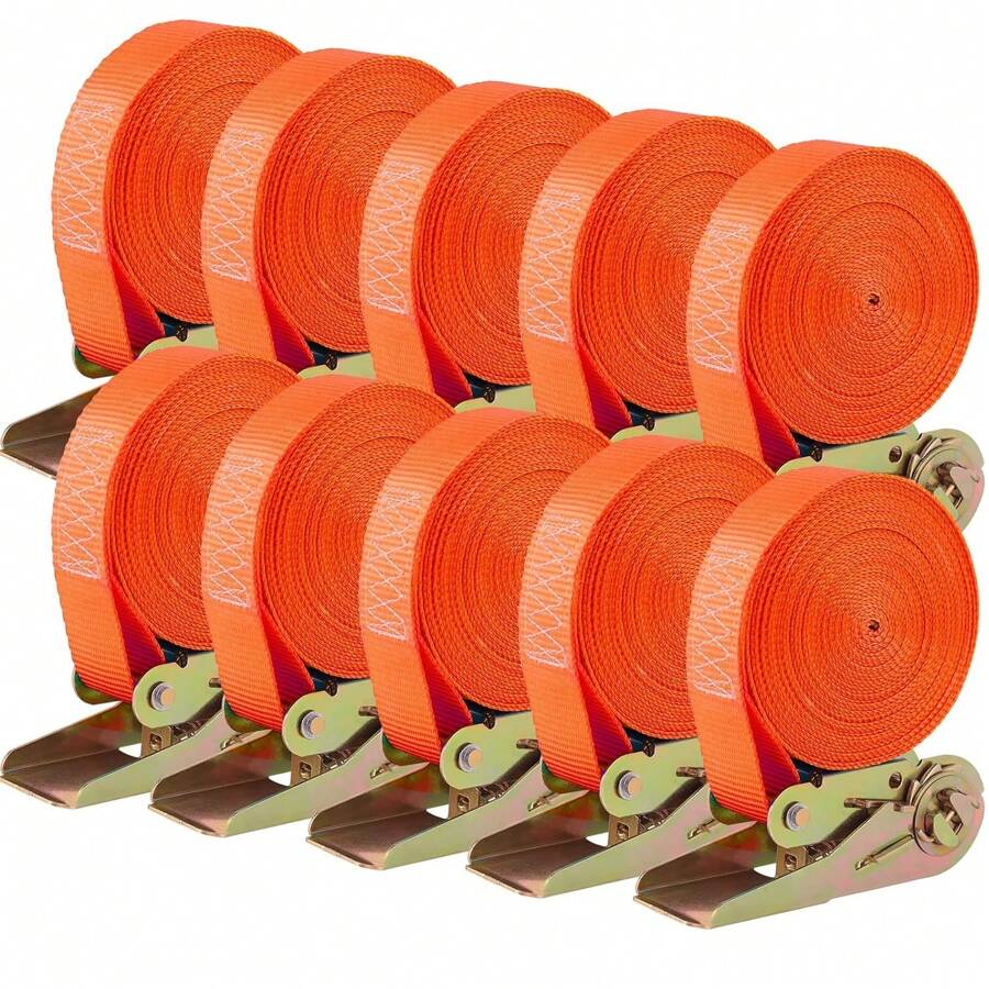 10 Pack Lashing Ratchet Tie Down Tensioning Belts, 6m Long 25mm ...