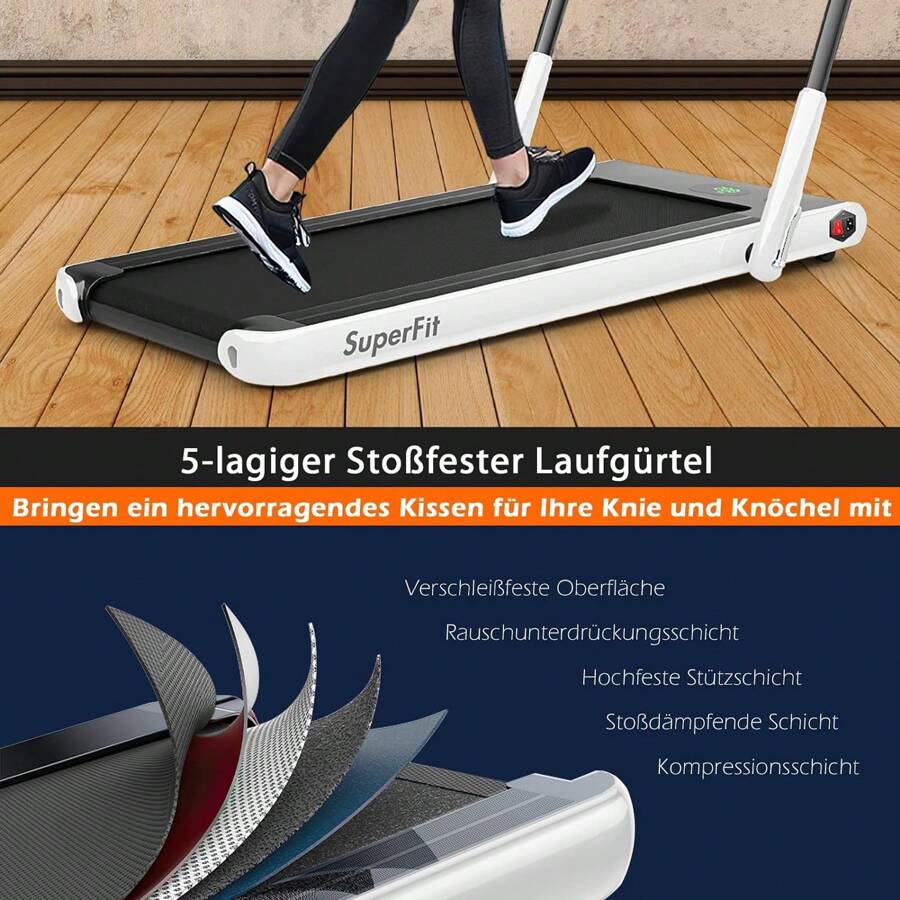 2 In 1 Folding Treadmill, Compact Running Machine With 1-12 KM/H Speed ...