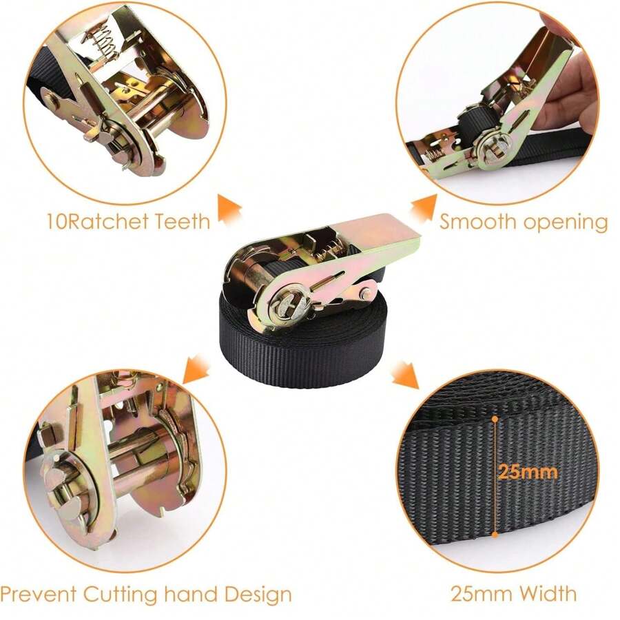 10 Pack Lashing Ratchet Tie Down Tensioning Belts, 6m Long 25mm ...