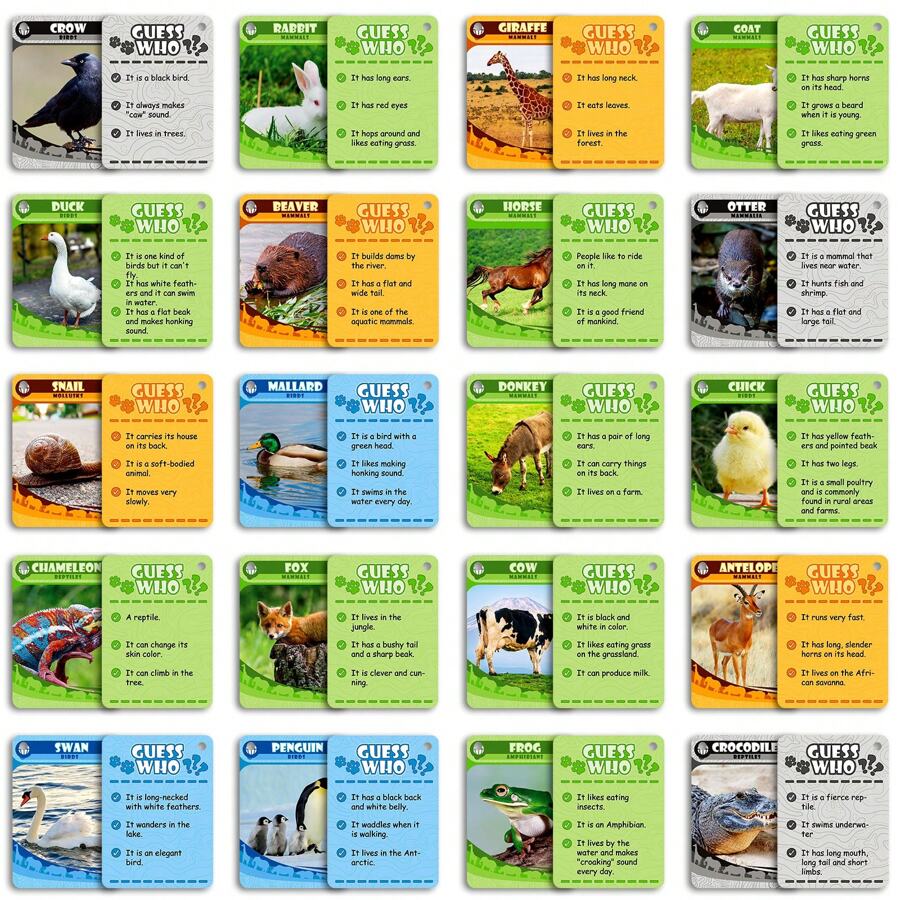 50 Piezas Tarjetas De Memoria Para Temas Realistas De Animales ...