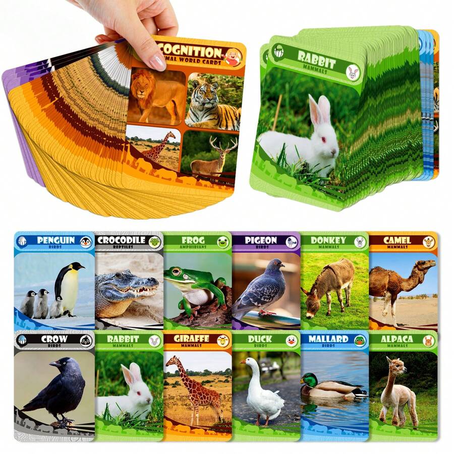 50pcs Flash Cards For Realistic Animal Themes, Cute Cards - Learn ...