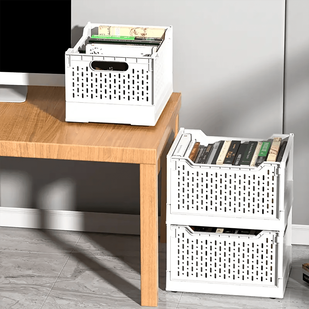 1pc White Wardrobe Storage Rack, Stackable Drawer Storage Rack ...