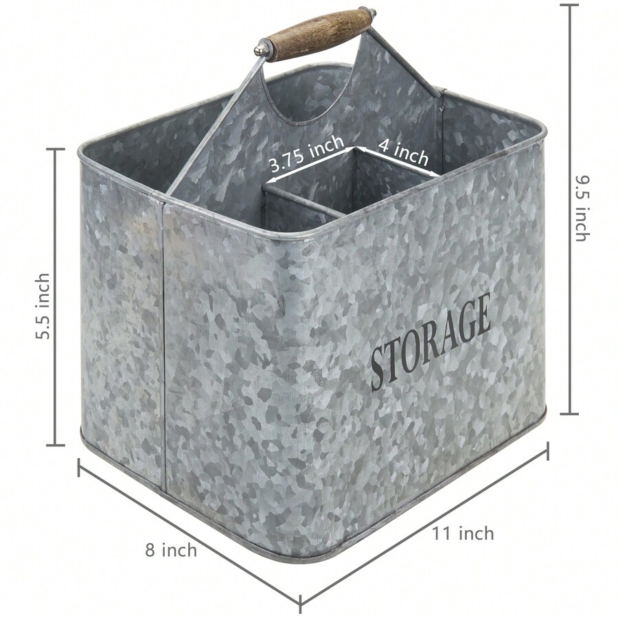 MyGift Galvanized Metal 4 Compartment Utensil Holder Caddy, India ...