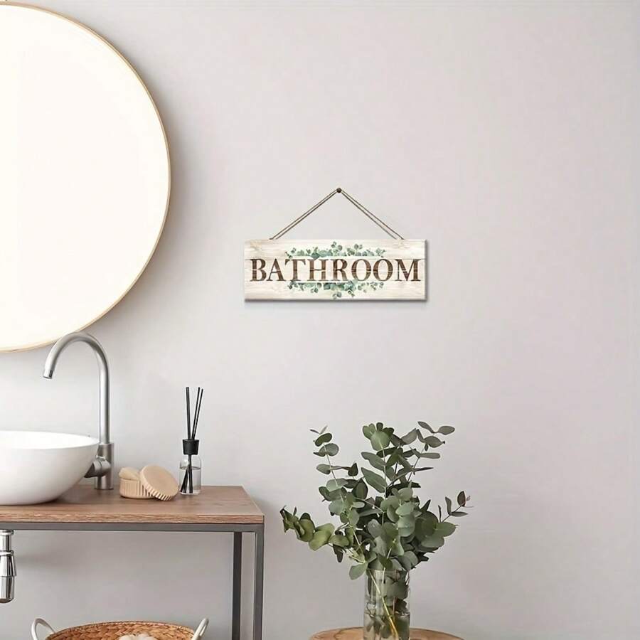 1pc Bathroom Sign Wall Decor, Bathroom Wall Art Farmhouse Bathroom Sign ...