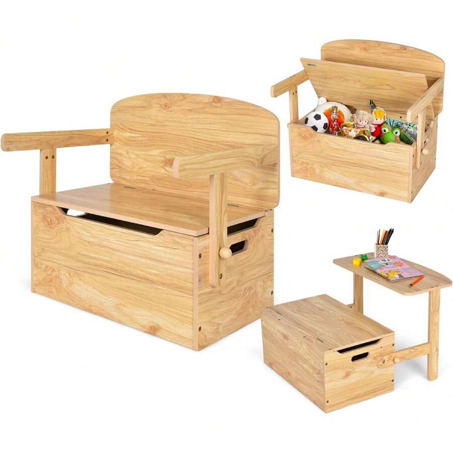 Table pour enfants avec banc, groupe de sièges pour enfants 3 en 1 avec espace de rangement ...