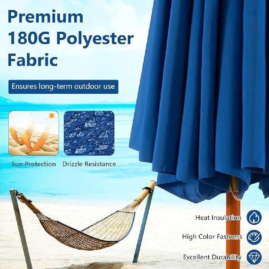 Parasol réglable en hauteur, avec mécanisme à poulie et structure à 2 ...