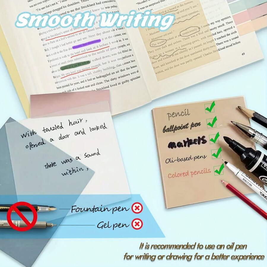 500 Pcs Transparent Sticky Notes,Clear Sticky Notes,Index Tabs ...