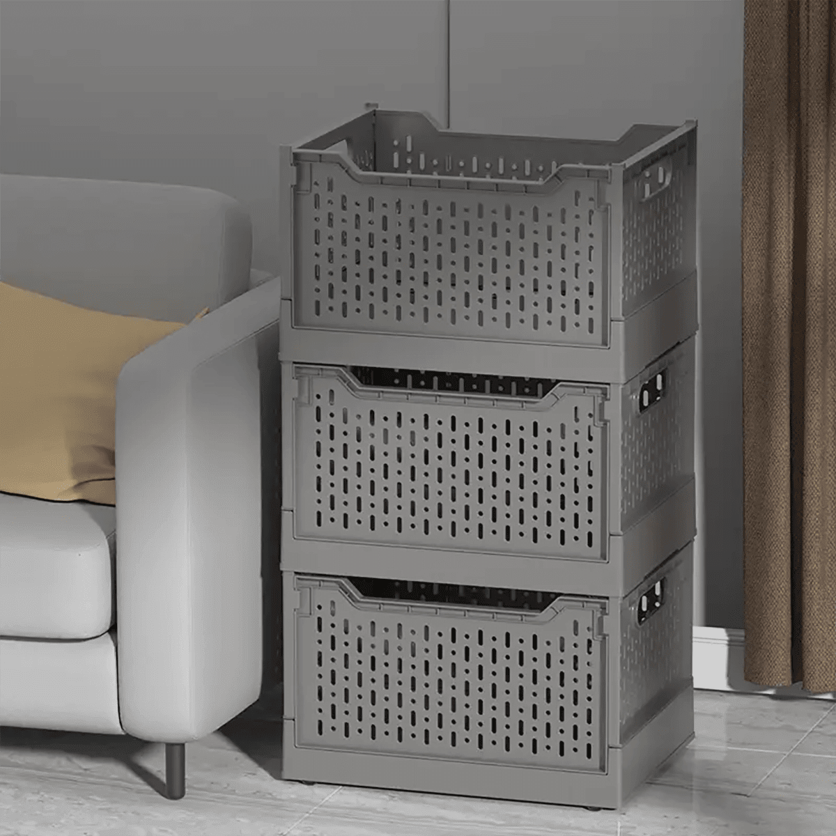 One Grey Wardrobe Storage Rack, Stackable Drawer Organizer, Foldable ...