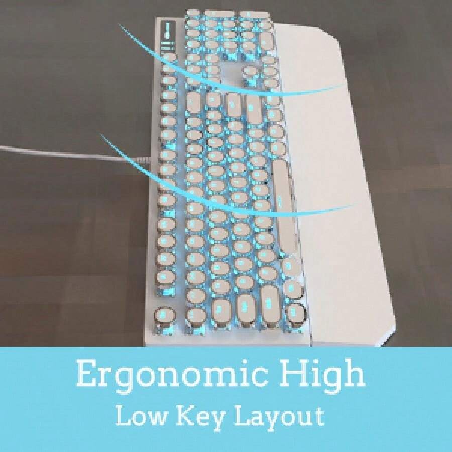 MageGee White Typewriter Mechanical Gaming Keyboard, 104Keys Wired ...